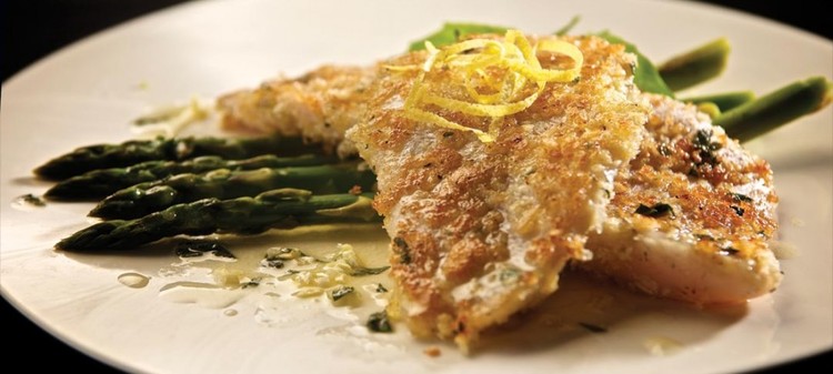 herb-crusted Pickerel with lemon-basil sauce