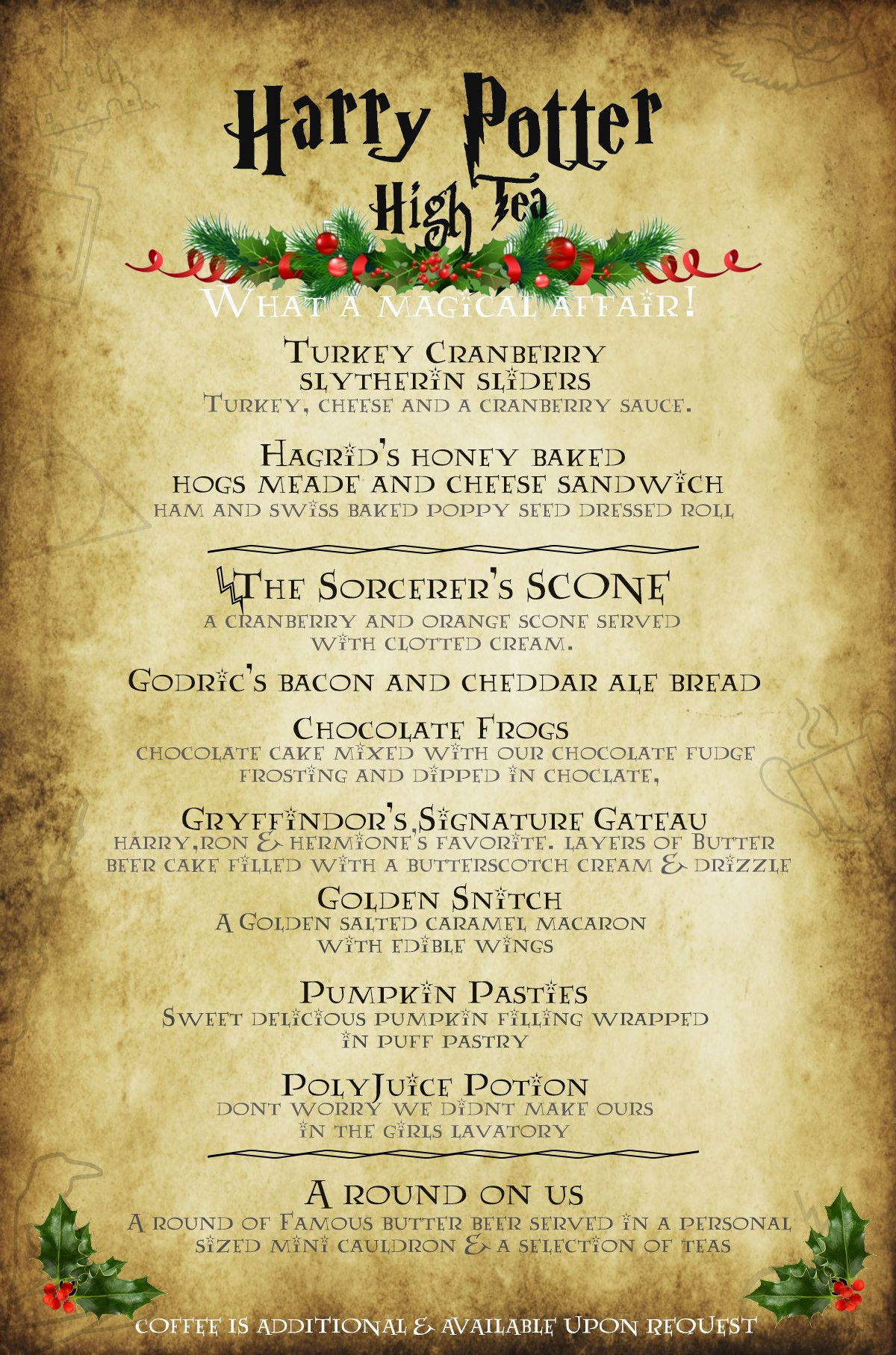 Menu De Festa De Harry Potter