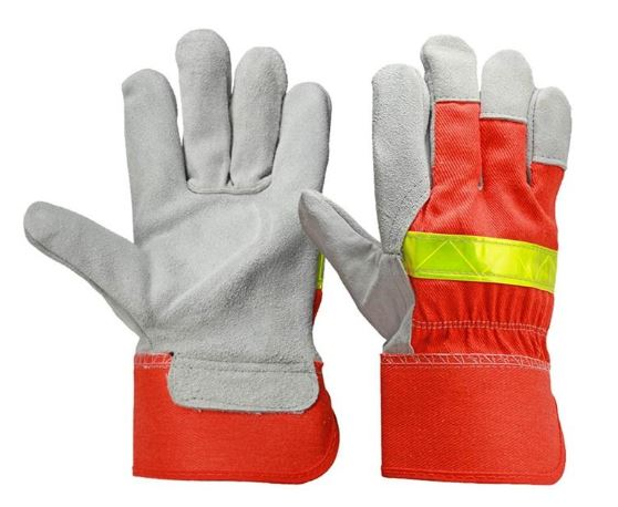 Reflective Stripe Cotton Leather Gloves