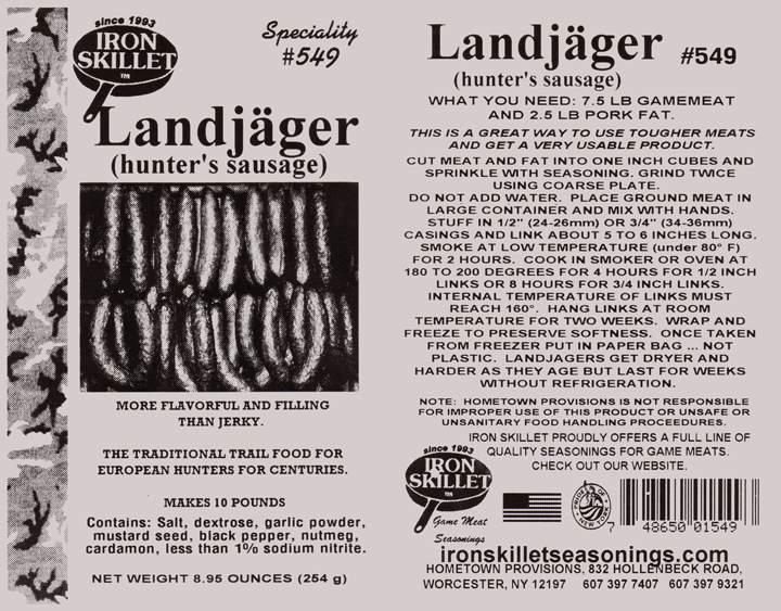 Landjager Sausages Seasoning Specialty Pack