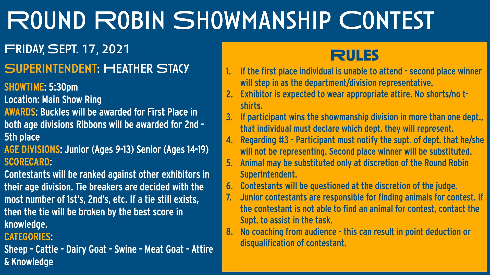 Round Robin Showmanship Contest