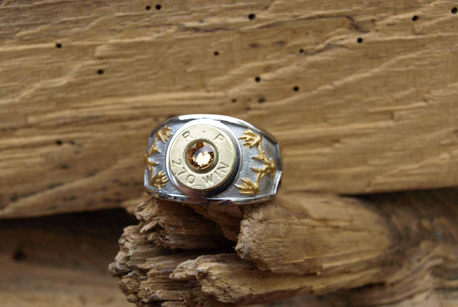 RM-103 270 Deer Bullet Ring. Stainless Steel Ring with Gold Deer on ...