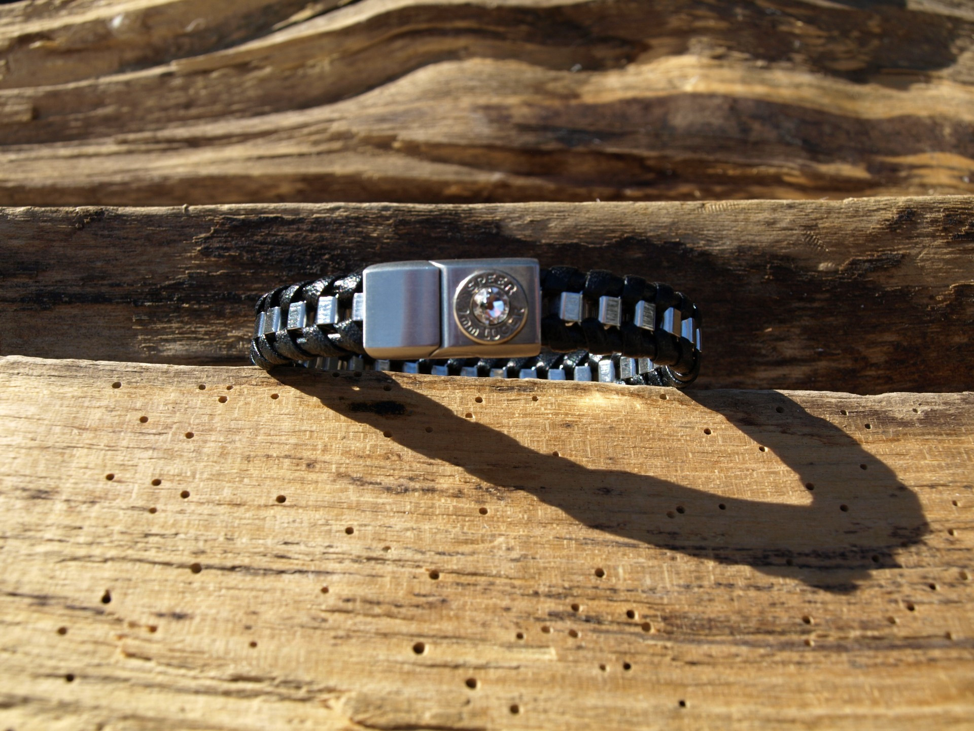 B-487 Black Leather with Stainless Bullet Bracelet. Your Choice of 380 ...