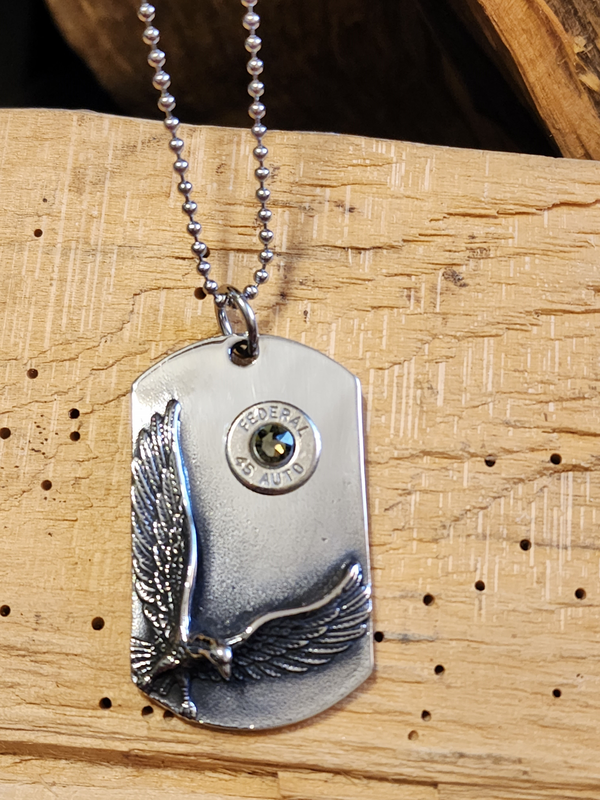 N-303-B Stainless Steel Dog Tag with 3D Eagle and Bullet on Stainless ...