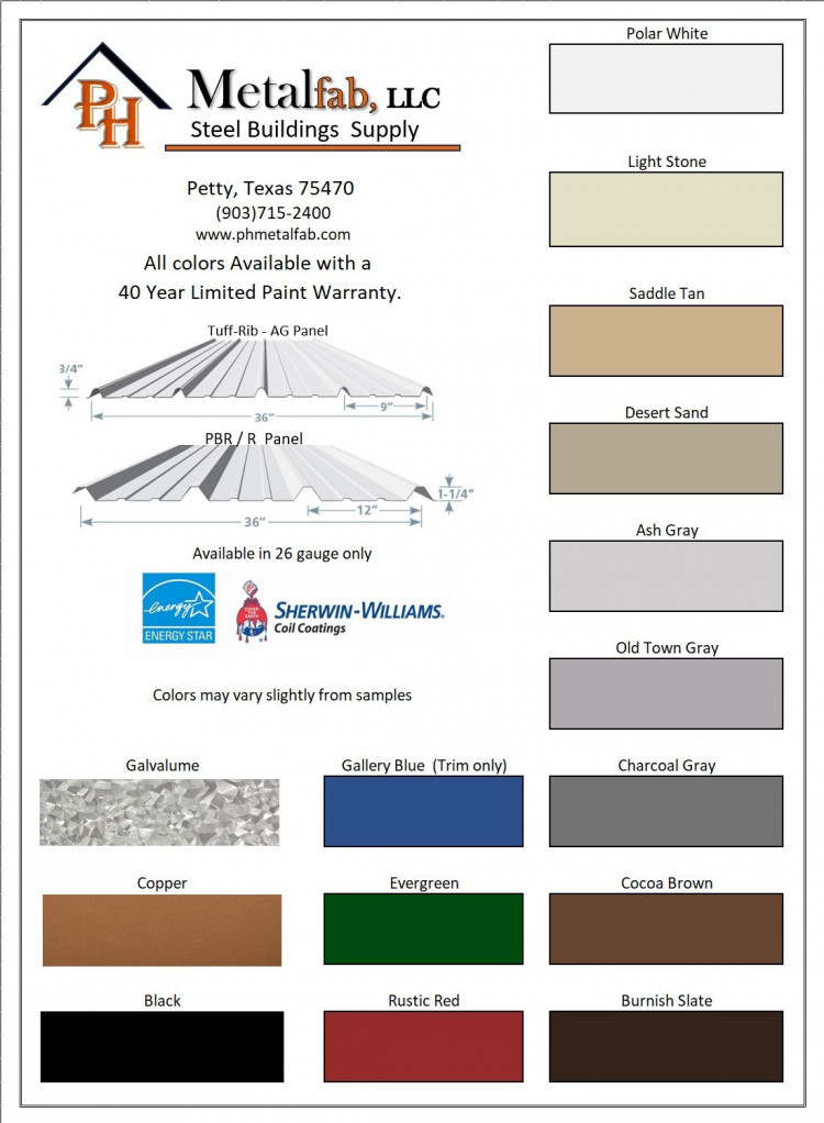 Sheet Metal Colors
