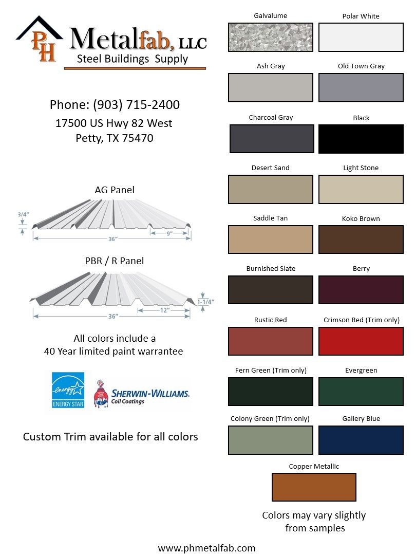 Sheet Metal Colors