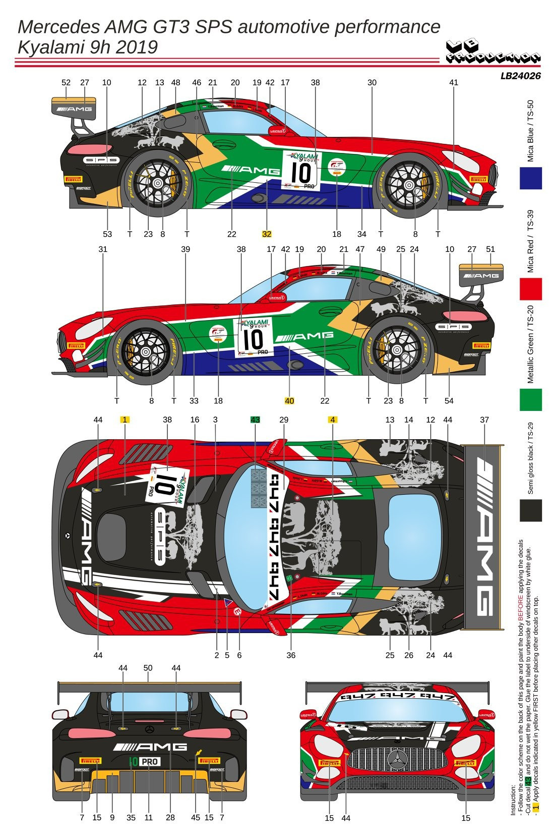 1/24 Mercedes AMG GT3 SPS Automotive Performance - Kyalami 9H 2019 (24026)