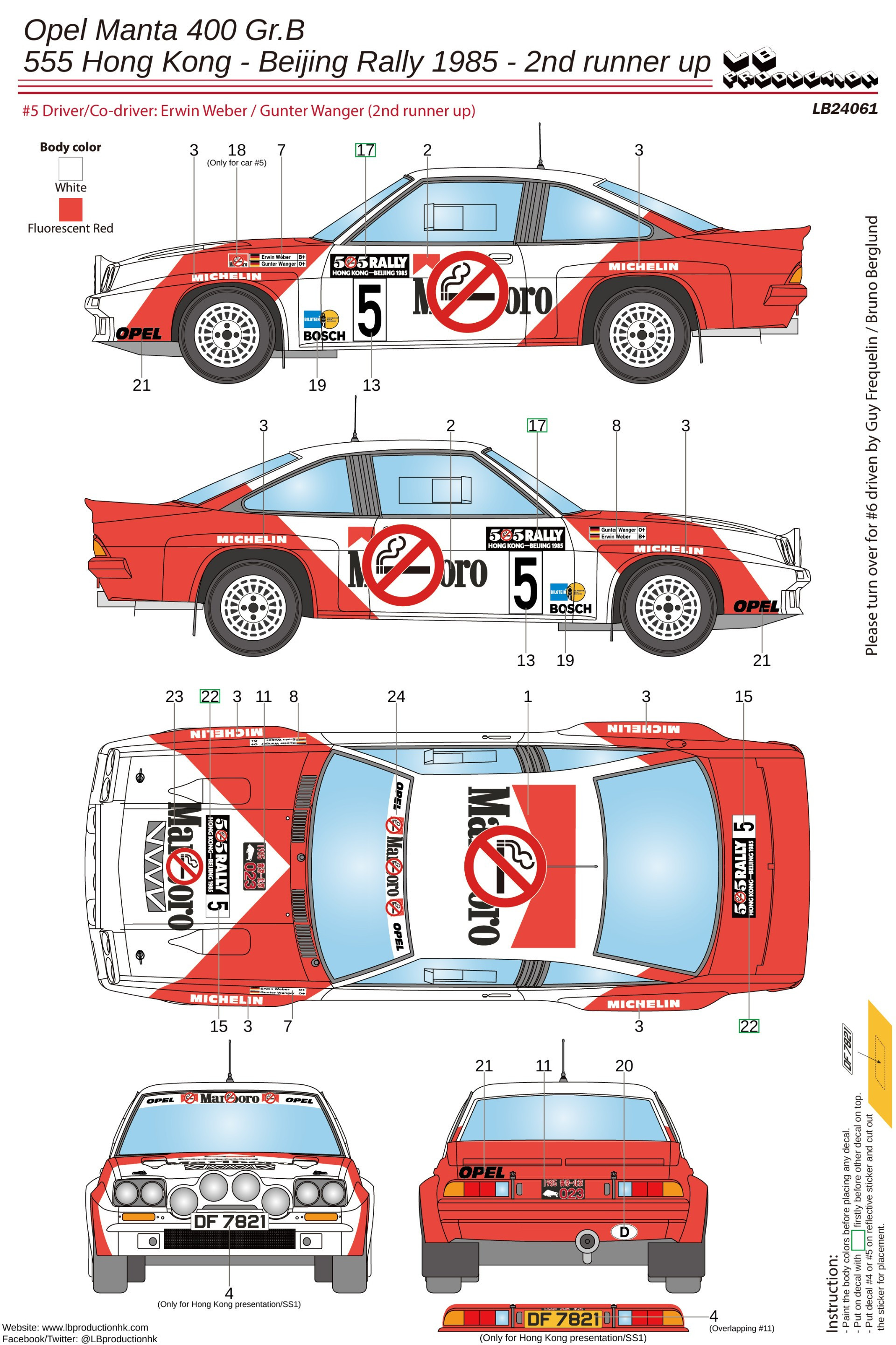 1/24 Opel Manta 400 Gr.B 555 Hong Kong - Beijing Rally 1985 - 2nd ...