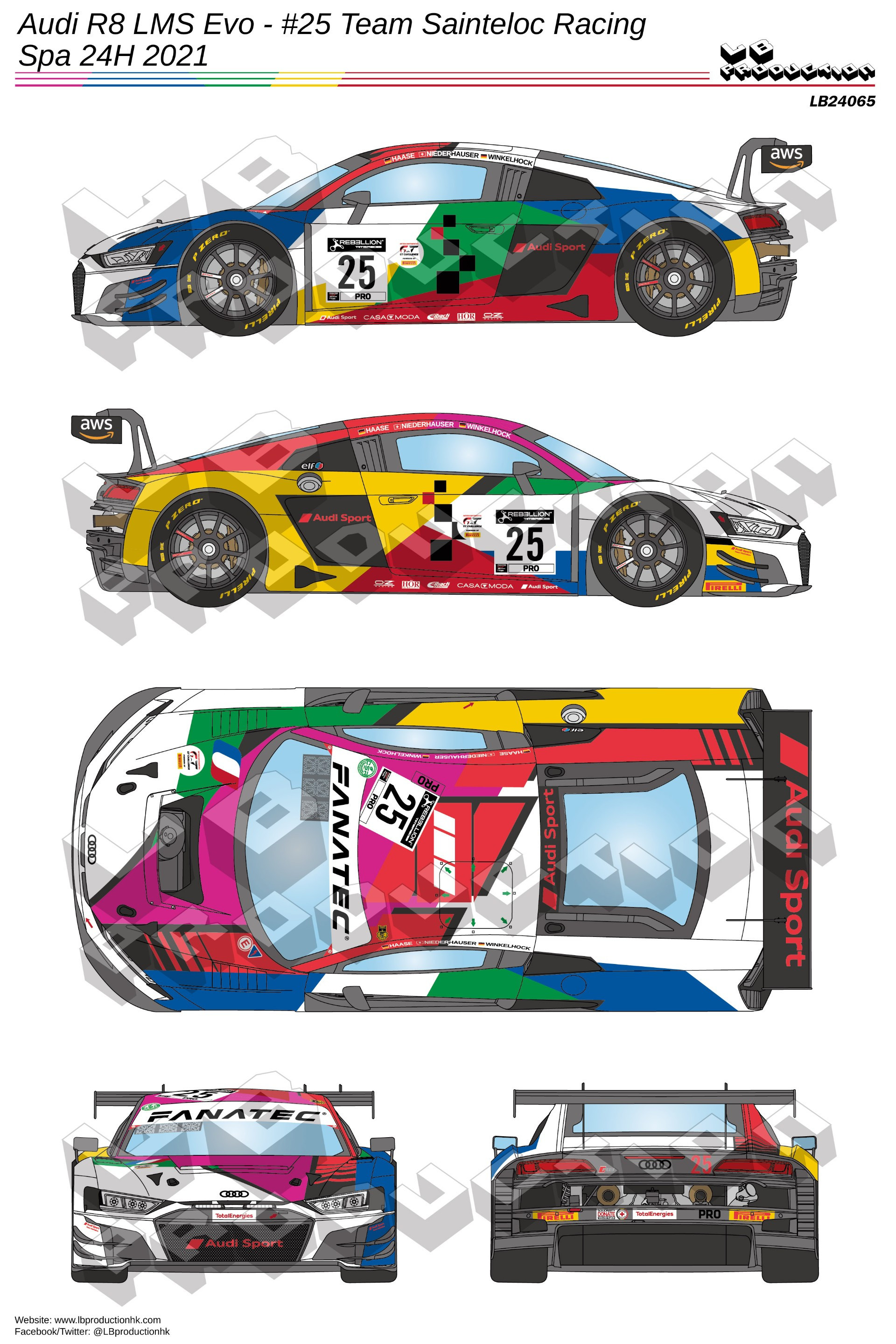 1/24 Audi R8 LMS Evo #25 Team Sainteloc Racing- Spa 24H 2021 (LB24065)