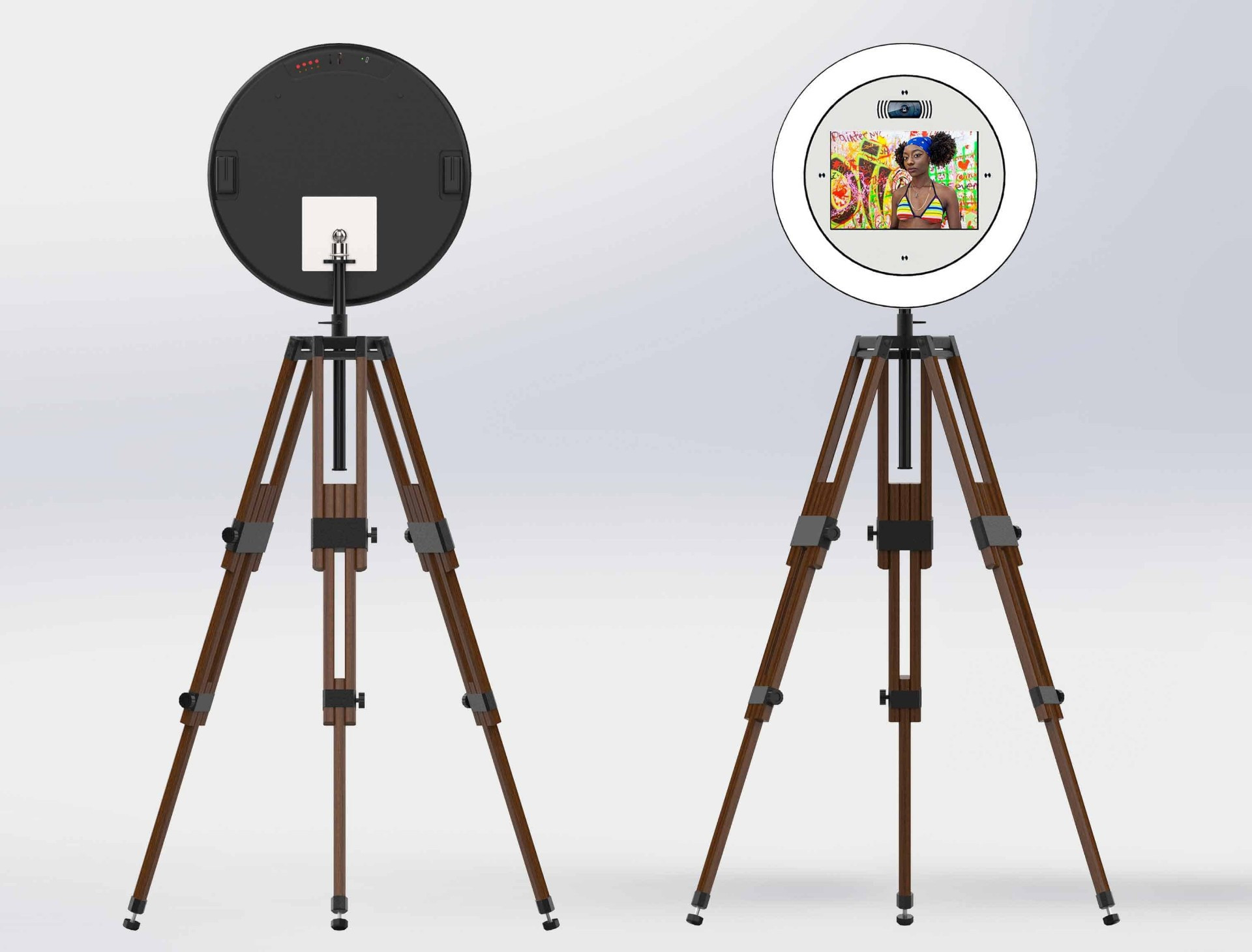 Selfie Web Cam Booth Wood Stand