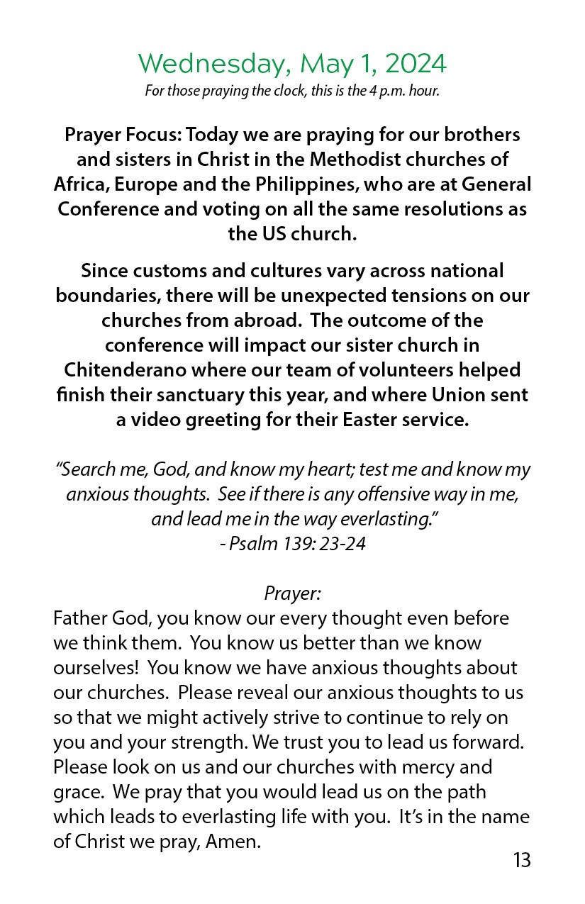 Prayer Devotional Guide for the United Methodist Church General ...
