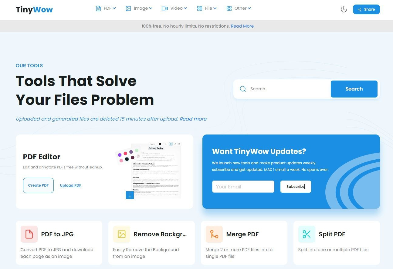 TinyWow - 50 FREE Tools That Solve Your Files Problem