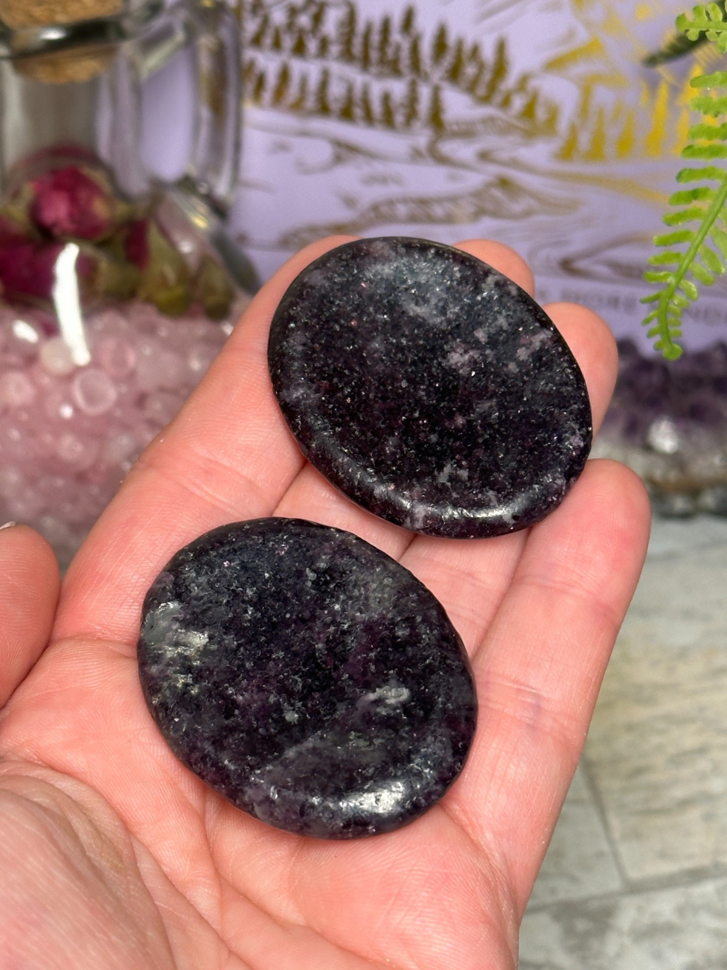Lepidolite worry stone