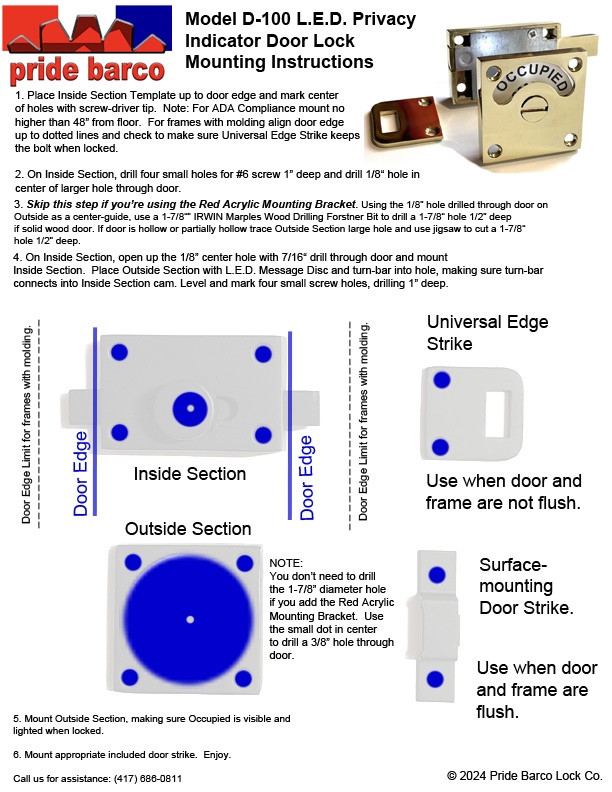 D 100 LED Bathroom Door Indicator Lock
