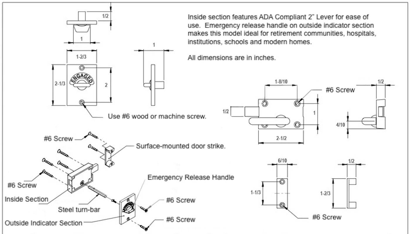 ADA Compliant Facility Bathroom Indicator Lock