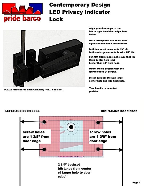 Contemporary Design LED Privacy Indicator Lock