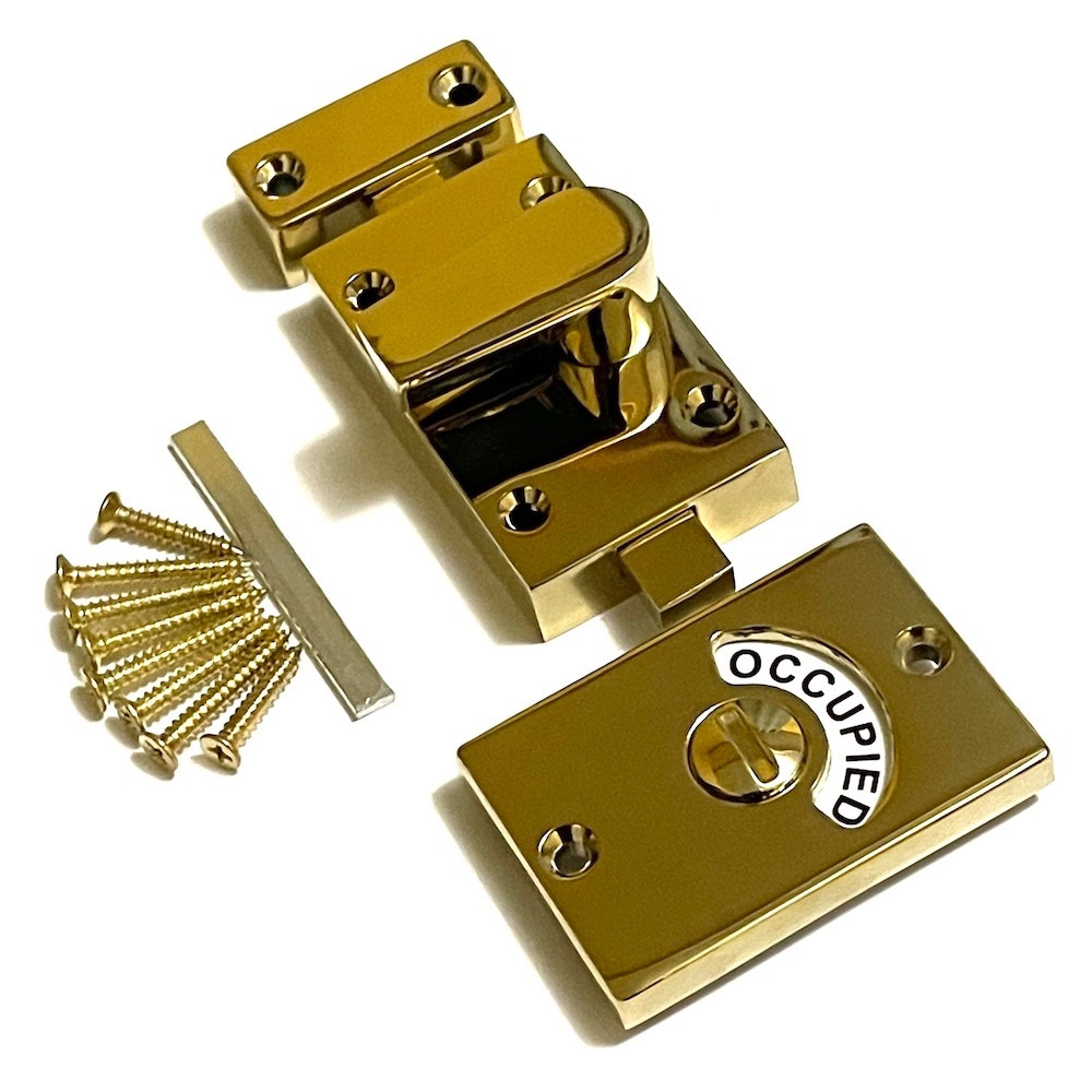 Model L-100 Occupied-Vacant Black Text-Brass Plated Privacy Indicator Lock