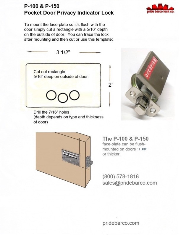 P-100 Pocket Door Privacy Lock