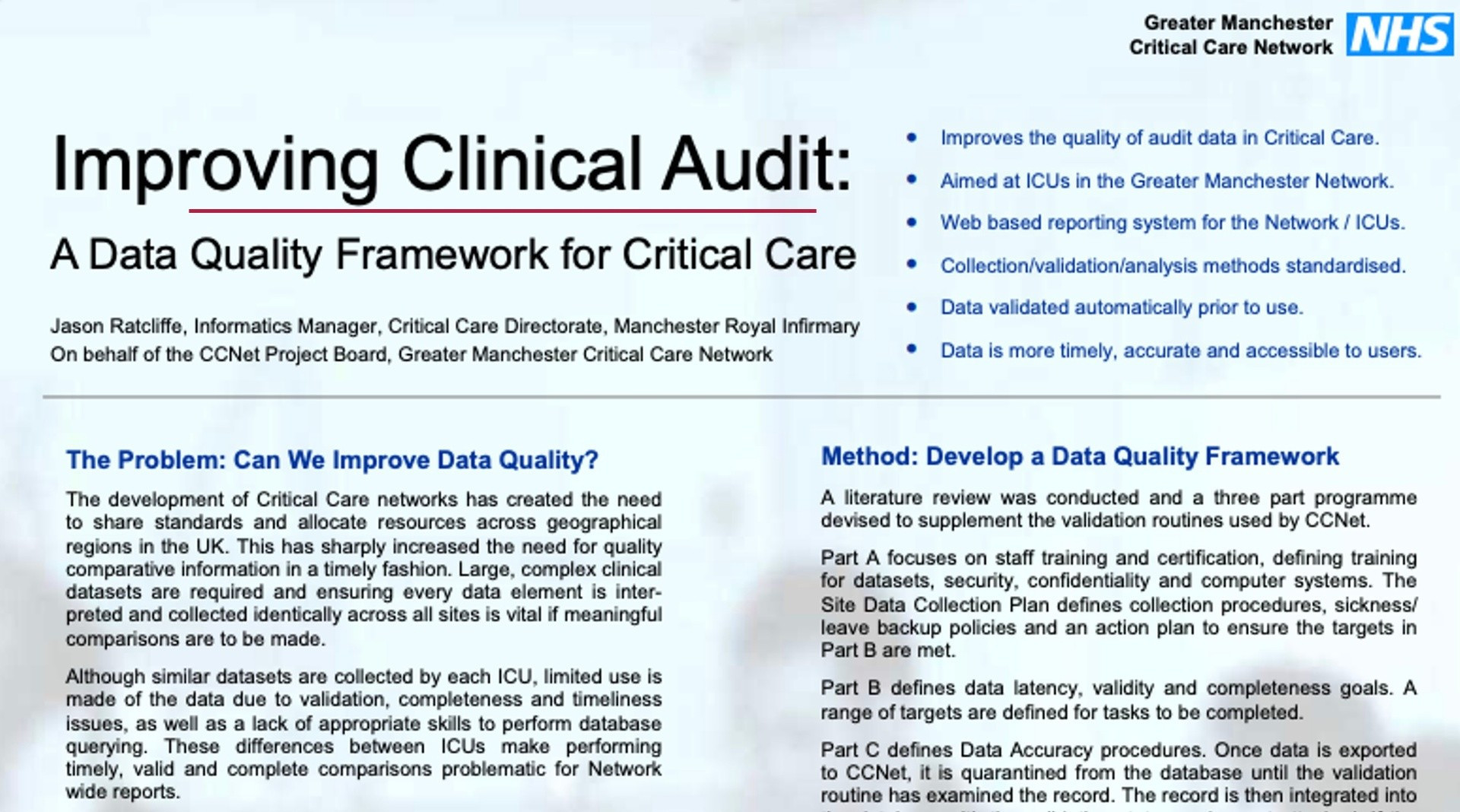 Case Study: Architecting a National Data Quality Framework for Clinical ...