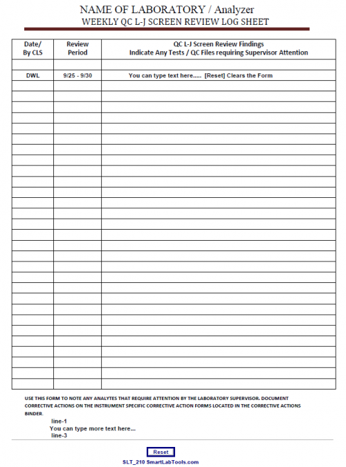 SmartLabTools | SLT_QC Review Forms