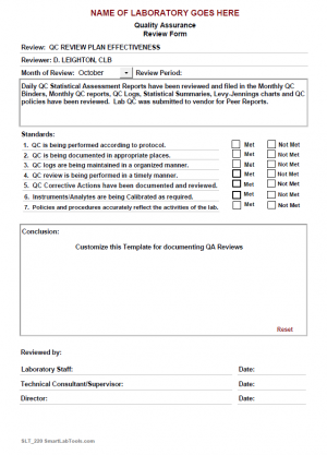 SmartLabTools | SLT_QC Review Forms
