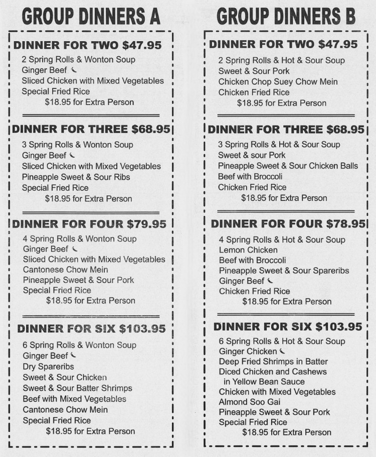 Sizzling Rice Group Dinners