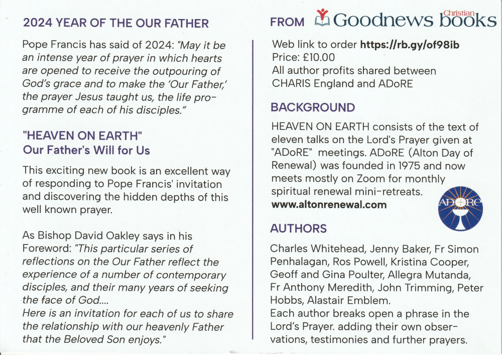 ADoRE book Heaven on Earth - discovering Our Father's Will for Us